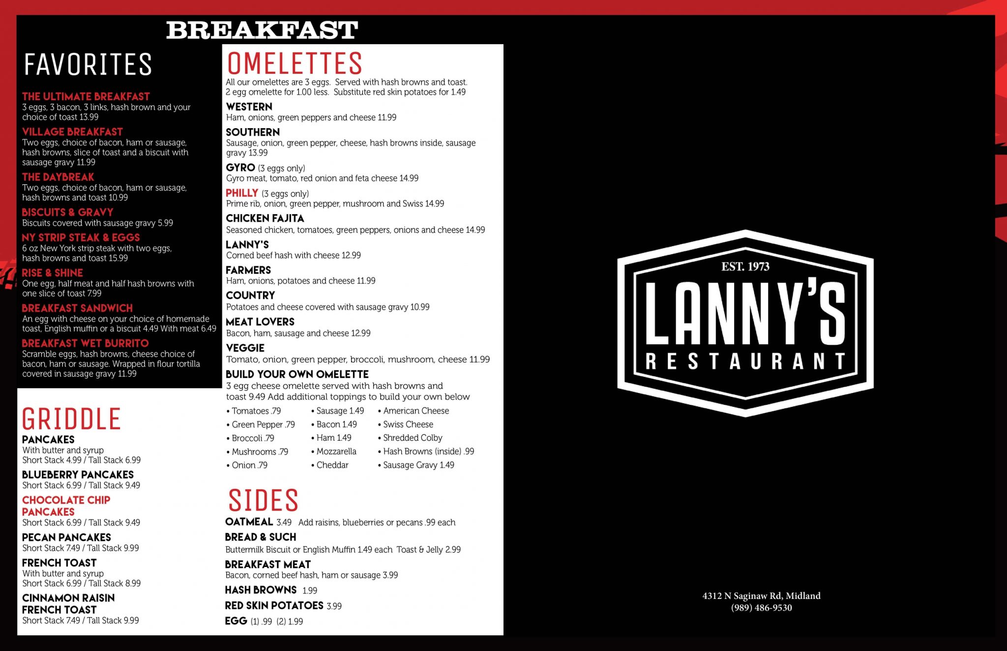 Menu | Lanny's Restaurant